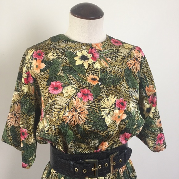 Vintage | Dresses | Vintage Jungle Print Dress | Poshmark